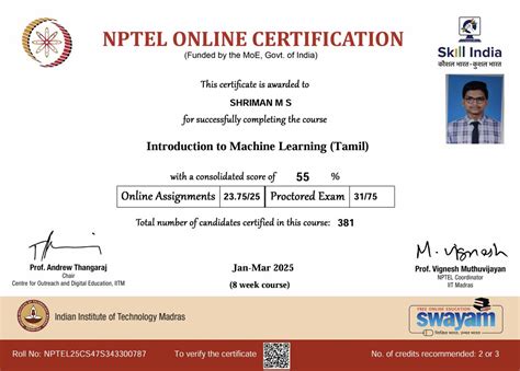Machinelearning Nptel Iitmadras Lifelonglearning Ai Shriman Ms