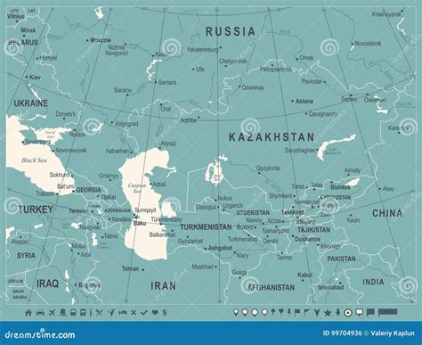 Caucasus And Central Asia Political Map Vector Illustration