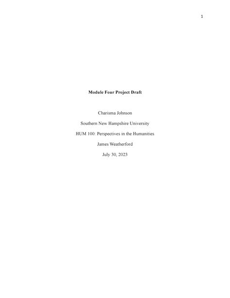 Module Four Project Draft Module Four Project Draft Charisma Johnson