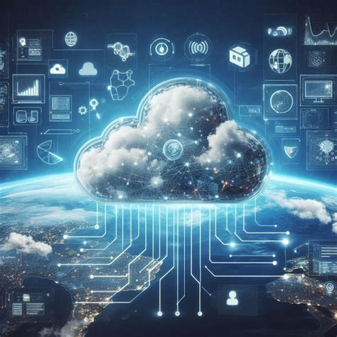 premium photo cloud computing technology data information on cloud to