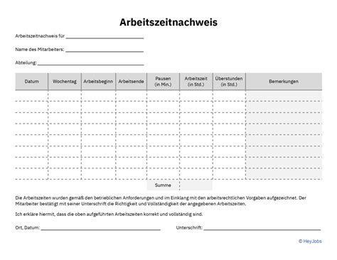 Arbeitszeitnachweis Vorlage Anleitung And Tipps