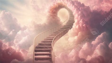 Stairway To Heaven With Clouds Beautiful Powerpoint Background For Free