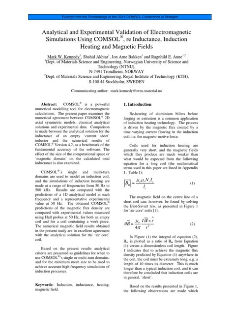 Comsol For Induction Pdf Inductor Inductance