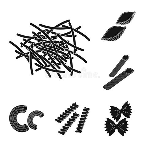 Types Of Pasta Set Icons In Outline Style Big Collection Of Types Of