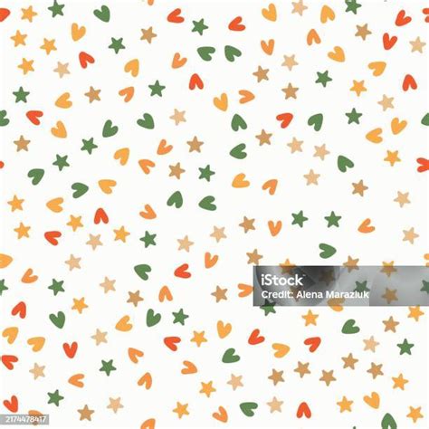 별 하트 귀여운 완벽 한 패턴입니다 흰색 배경에 다채로운 낙서 하트 디자인 엽서 인쇄 포스터 파티 발렌타인 데이를위한 준비 템플릿 낮에 대한 스톡 벡터 아트 및 기타 이미지