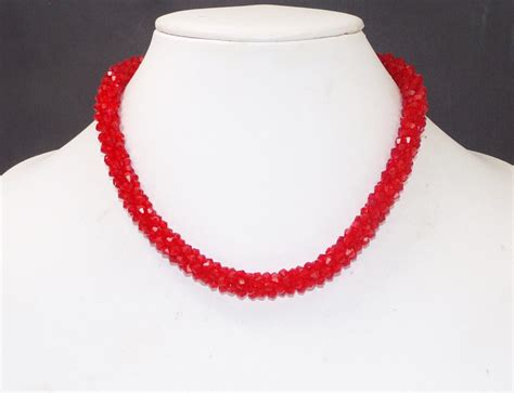 Sparkling Red Glass Beaded Necklace Calisa Designs