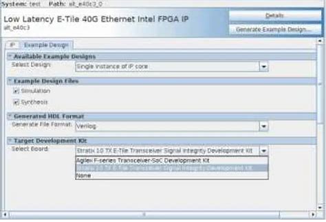low latency e tile 40g ethernet intel fpga ip design example user guide