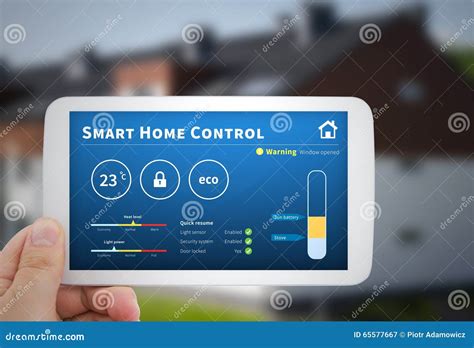 Smart Home Control Technology Remote Automation System On Mobil Stock