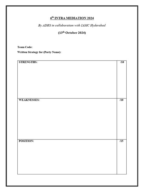 Format For Written Strategy Pdf