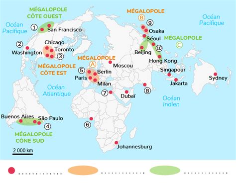 Compléter une carte pour localiser les principales métropoles mondiales