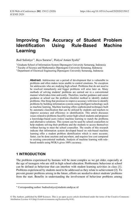 Pdf Improving The Accuracy Of Student Problem Identification Using