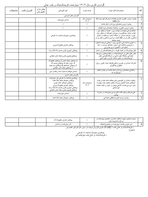 گزارش کاری 1402 Pdf