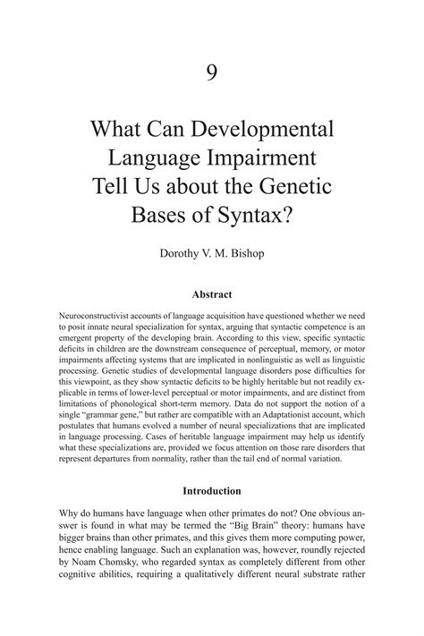 Developmental language impairment and genetic basis of syntax | PDF