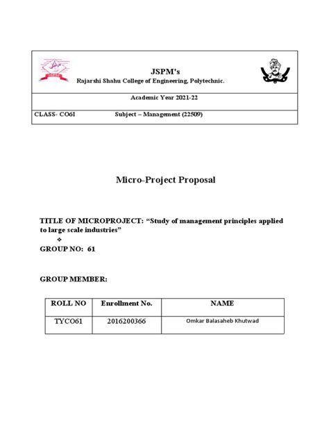 Micro Project Proposal Jspms Pdf Cognition