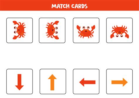 Left Right Up Or Down Spatial Orientation With Cute Cartoon Crab