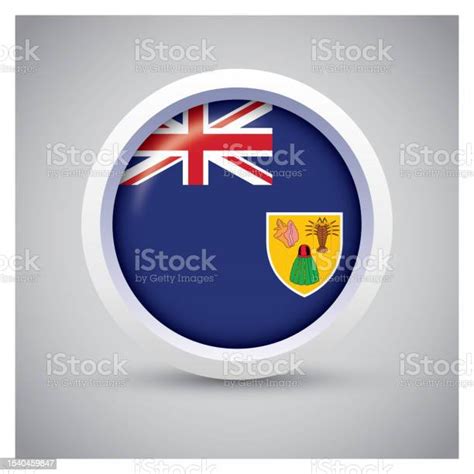 터크스 케이커스 제도 깃발 아이콘 표준 색상이 있는 흰색 단추 0명에 대한 스톡 벡터 아트 및 기타 이미지 0명 3차원 형태 Turks And Caicos