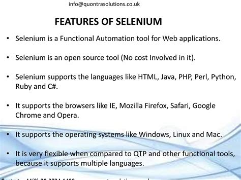 Selenium Overview Ppt By Quontra Solutions PPT