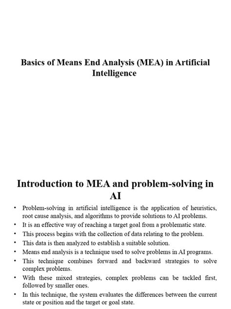 Basics Of Means End Analysis Mea Pdf