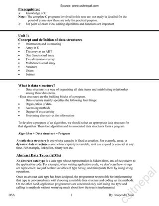 Data Structure And Algorithm Notes PDF
