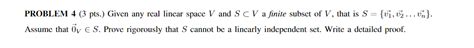Solved PROBLEM 4 3 Pts Given Any Real Linear Space V And Chegg