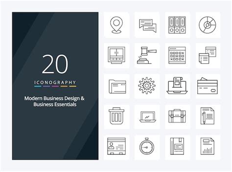 Free Vector 20 Modern Business And Business Essentials Outline Icon For Presentation Vector