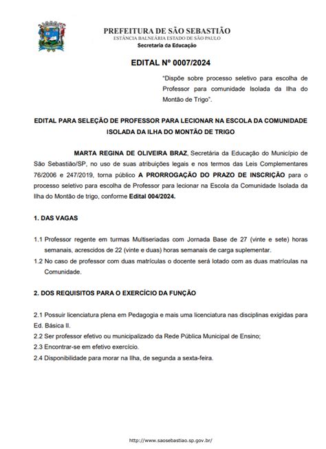 Edital Nº 00072024 Portal Da EducaÇÃo