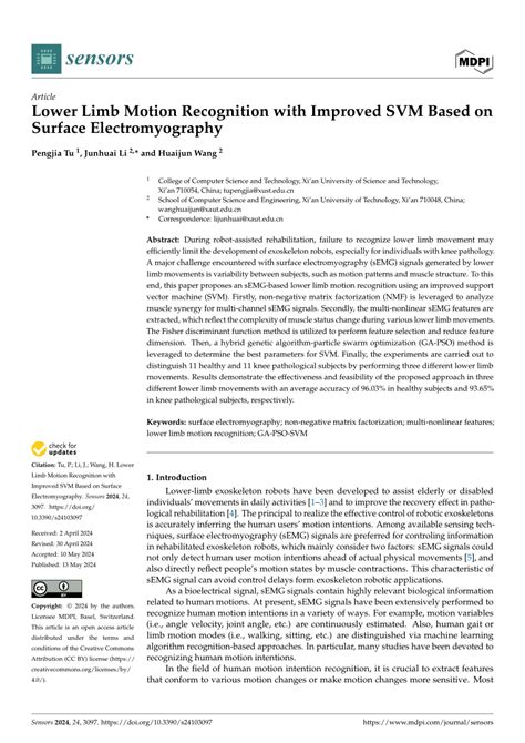 Pdf Lower Limb Motion Recognition With Improved Svm Based On Surface