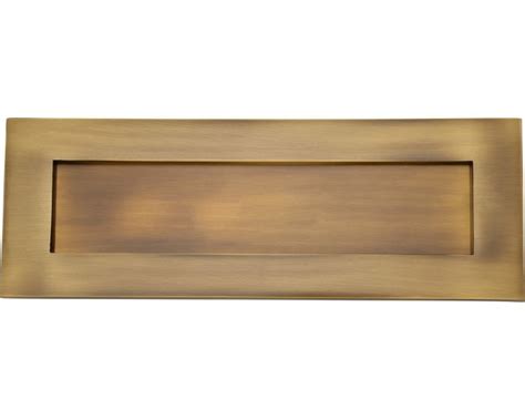 Plain Letter Plate 356mm X 127mm Antique Brass Gloss Lacquered