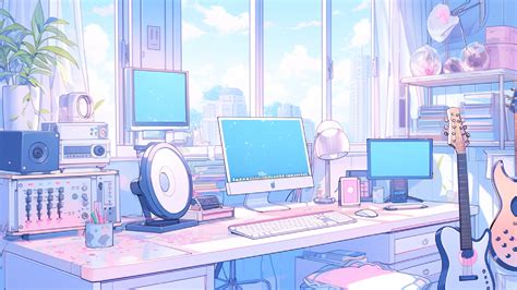 パステルカラーな作業部屋【9点】｜sakuuta素材フリーの背景素材