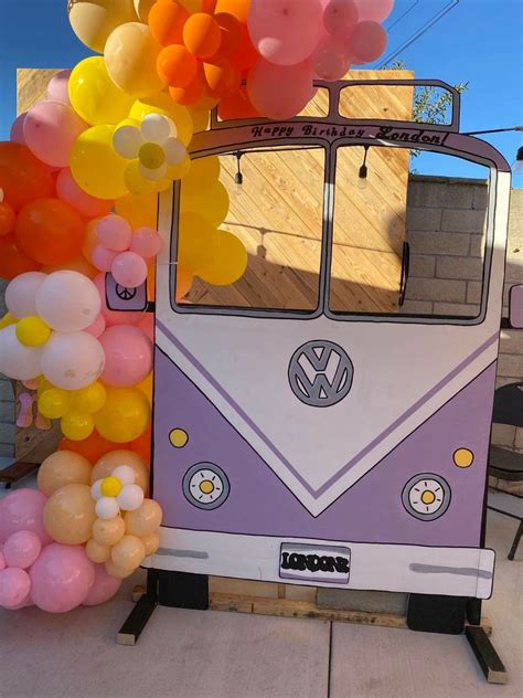 2 Groovy Van Photo Prop Hippie Birthday Party Flower Birthday Party