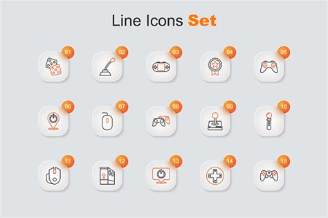 Set Line Game Controller Or Joystick Power Button Case Of Computer