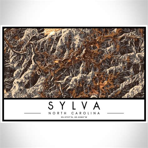 Sylva North Carolina Map Print In Ember — Jace Maps