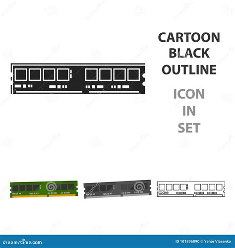 Ram Icon In Cartoon Style Isolated On White Background Personal Computer Symbol Stock Vector