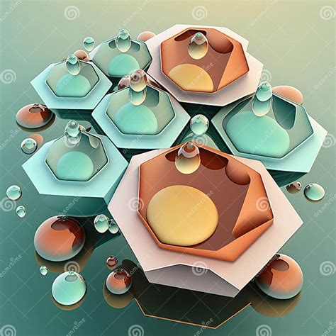 Generative Ai Creation Of Random Abstract And Geometrical 3 D Colorful Shapes Stock Illustration