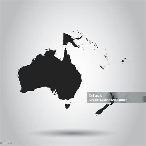 澳大利亞和大洋洲地圖圖示平面向量圖澳大利亞符號與白色背景上的陰影向量圖形及更多地圖圖片 地圖 新的 波利尼西亞 Istock