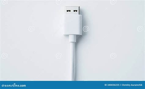An Isolated White Background With Insulation Contains A Cable With Usb