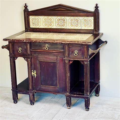 A Victorian Painted And Tiled Aesthetic Movement Washstand Tinker And