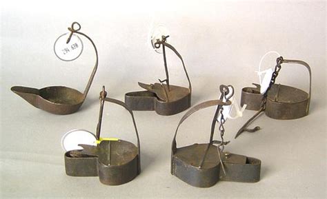 Five Wrought Iron Fat Lamps 18th C One Impresse Sold At Auction On