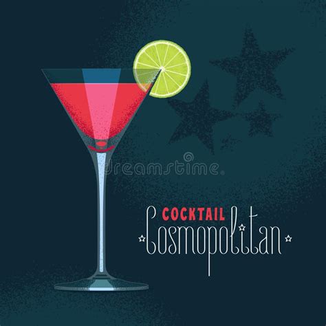Martini Glass With Cosmopolitan Cocktail Vector Stock Vector