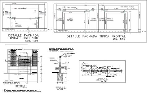 Constructive Section Brick Wall And Structure Details Of Initial School Dwg File Cadbull