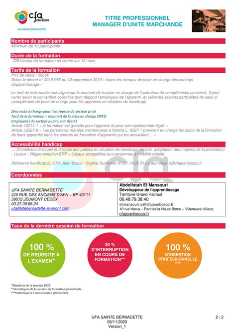 Titre Professionnel Manager d Unité Marchande