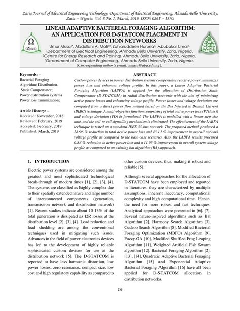 PDF LINEAR ADAPTIVE BACTERIAL FORAGING ALGORITHM AN APPLICATION FOR