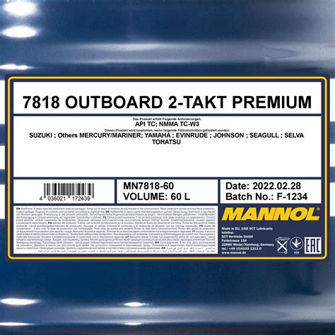 MANNOL 7818 Outboard 2 Takt Premium 2 Takt Öl Boots Marine Schmierstoffe Schmierstoffe
