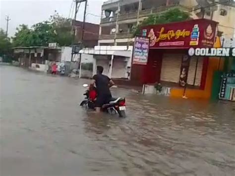 In Mehsana City Two Inches Of Rain In Two Hours The Roads Were