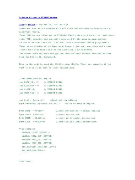 Arduino Microwire Eeprom Reader Pdf Office Equipment Digital Technology