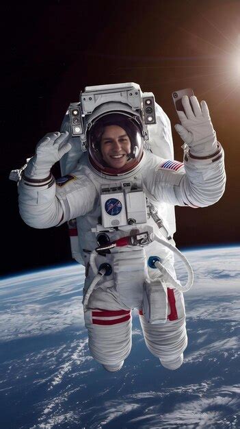 Young Astronaut Floating in Space in Zero Gravity | Premium AI-generated image