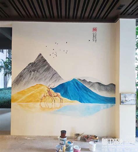 高端小区架空层新中式彩绘给您一个美丽的家 广州粤江装饰 墙绘壁画公司 古建彩绘设计 3D立体画 幼儿园 博物馆彩绘 壁画 彩绘 墙绘 墙画