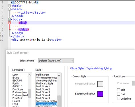 How To Change The Match Higlighting Tags In Notepad Like Sublime