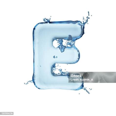 흰색에 고립 된 편지 E 물 스플래시 알파벳 3d 렌더링 그림입니다 3차원 형태에 대한 스톡 사진 및 기타 이미지 3차원 형태 알파벳 E 0명 Istock
