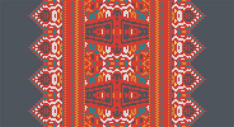 Tissue Dupatta Seamless Native American Motif Embroidery Pixel Ikat